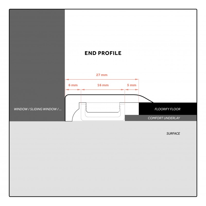 Floorify Luxury Vinyl Tile End Profile Door Threshold - To Suit XL Planks Range